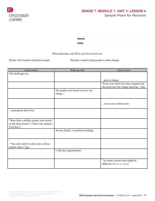 GRADE 7: MODULE 1: UNIT 3