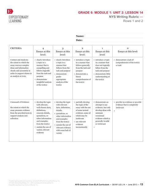 GRADE 6: MODULE 1: UNIT 2