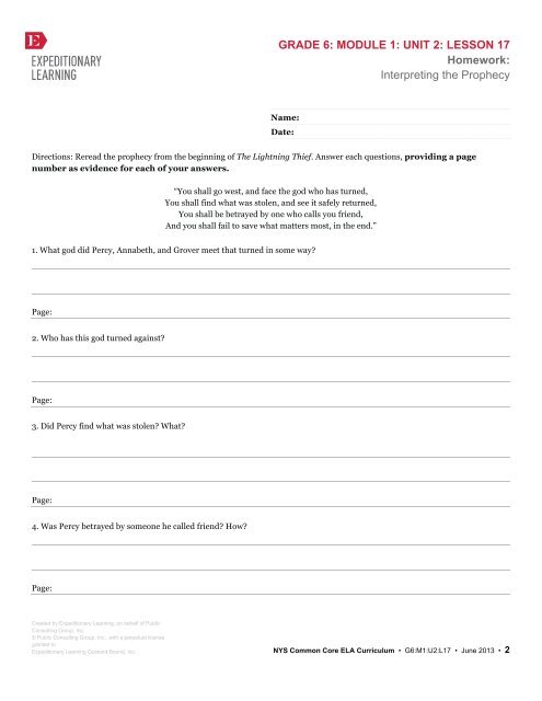 GRADE 6: MODULE 1: UNIT 2