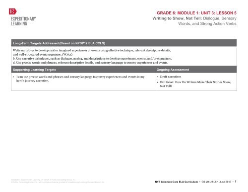 GRADE 6: MODULE 1: UNIT 3