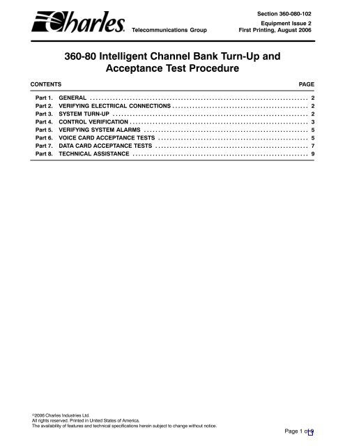 360-80 Intelligent Channel Bank Turn-Up and Acceptance Test ...