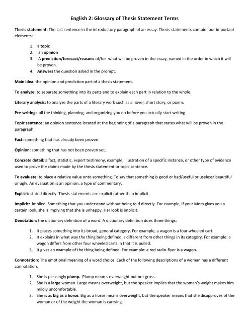 Topic Sentence Vs Thesis Statement Examples Thesis Title Ideas For 