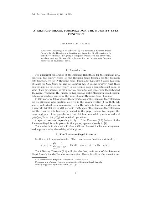 A RIEMANN-SIEGEL FORMULA FOR THE HURWITZ ZETA ...