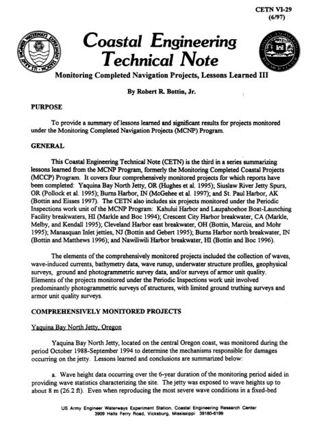 Coastal Engineering Technical Note - Coastal and Hydraulics ...