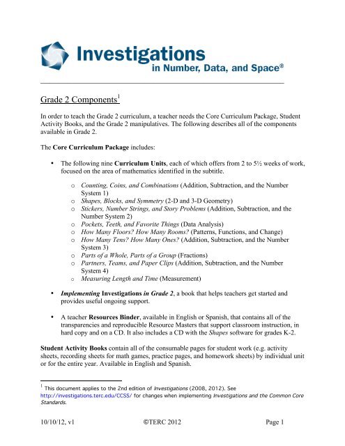 Grade 2 Components PDF - Investigations - TERC