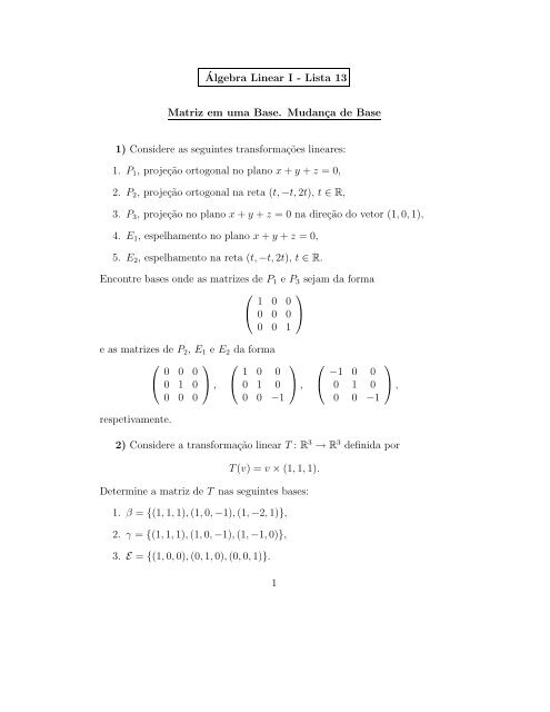 Matriz De Algebra Linear Álgebra Linear E Aplicações
