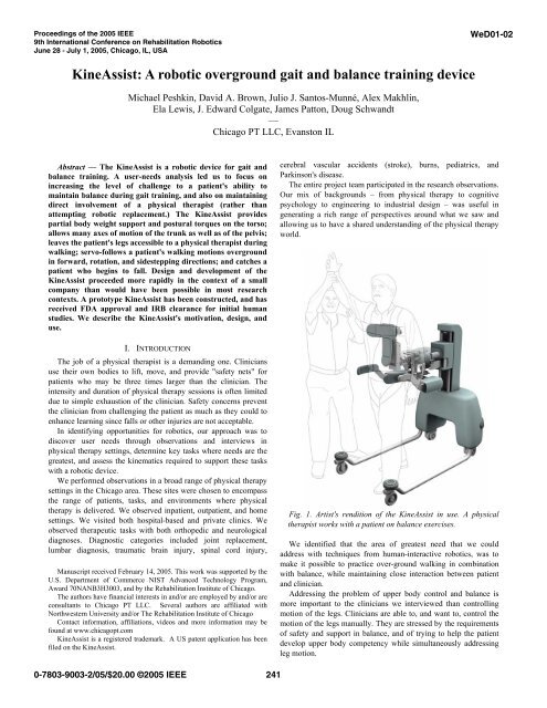 KineAssist: A Robotic Overground Gait and Balance Training Device