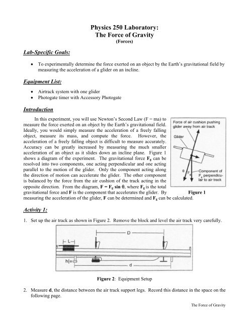 Physics 250 Laboratory: The Force of Gravity