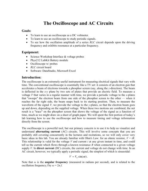 The Oscilloscope and AC Circuits (Lab 09)
