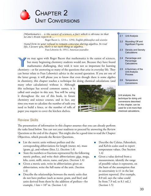 Chapter 2 - An Introduction to Chemistry: Unit Conversions