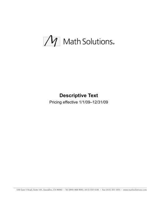 Descriptive Text - Math Solutions