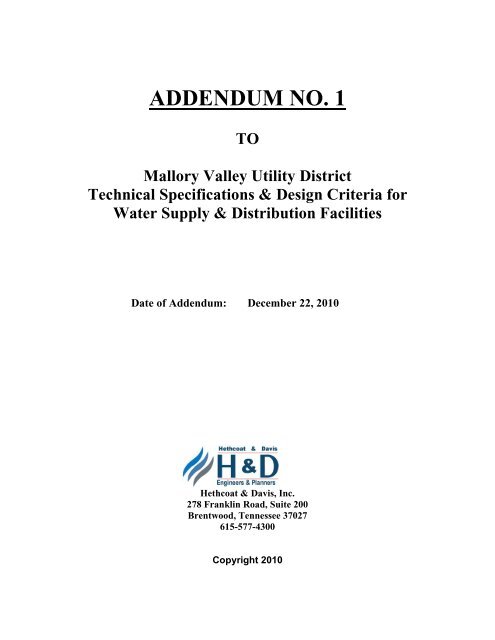 ADDENDUM NO. 1 - Mallory Valley Utility District