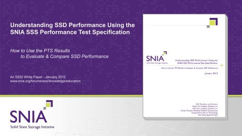 Understanding SSD Performance Using the SNIA SSS PTS