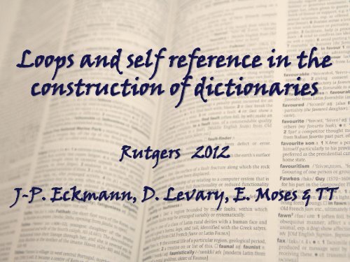 Loops and self reference in the construction of dictionaries