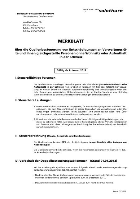 MERKBLATT - Kanton Solothurn