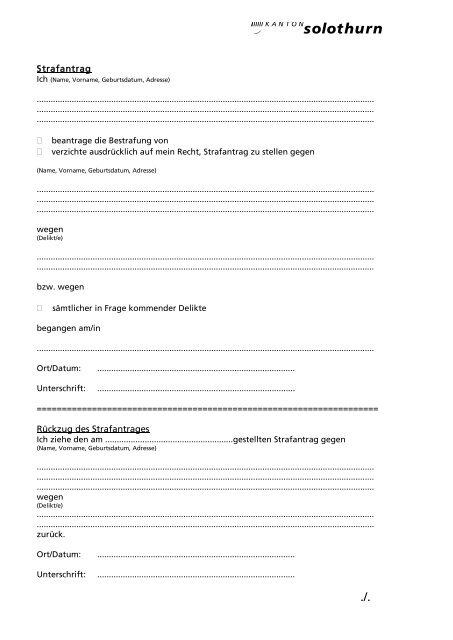 Strafantrag bei Antragsdelikten