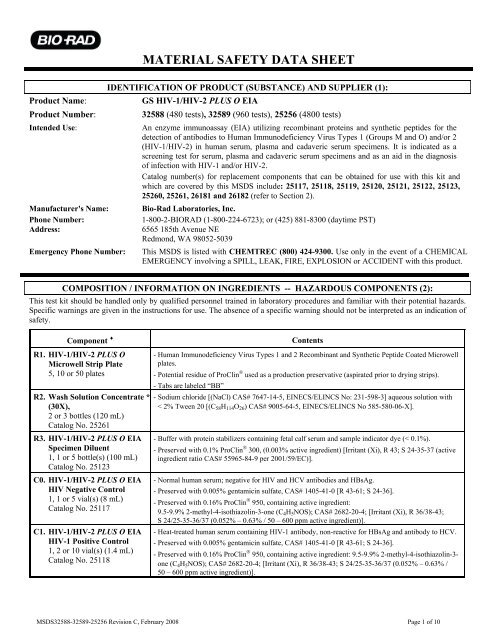MATERIAL SAFETY DATA SHEET - Bio-Rad