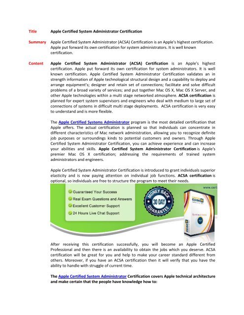 Apple Certified System Administrator Certification