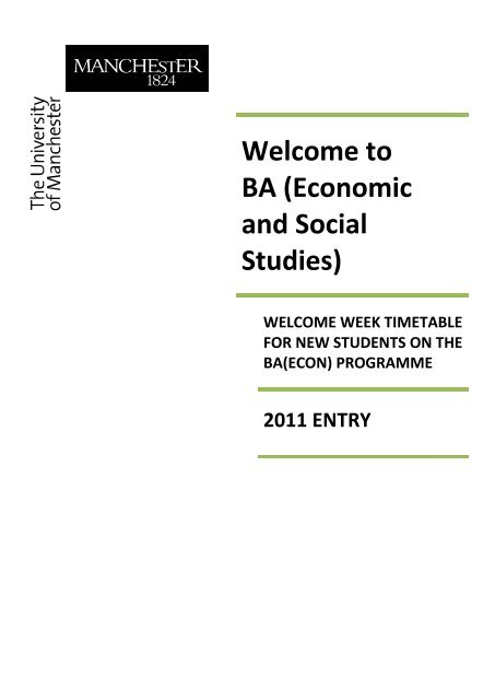 BA (Economic and Social Studies) - School of Social Sciences - The ...