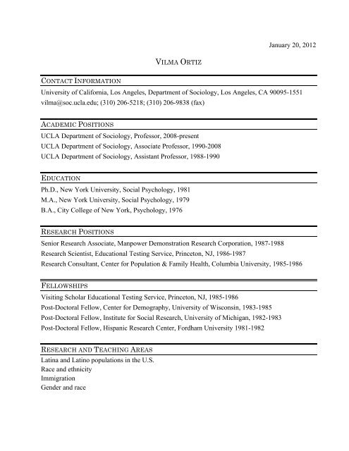 CV - UCLA's Department of Sociology