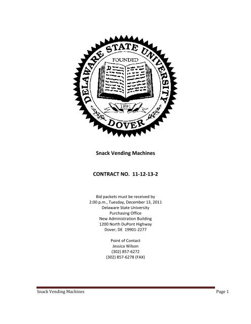 Snack Vending Machines CONTRACT NO. 11 ... - State of Delaware