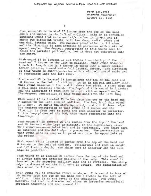 Wojciech Frykowski Autopsy Report and Death Certificate