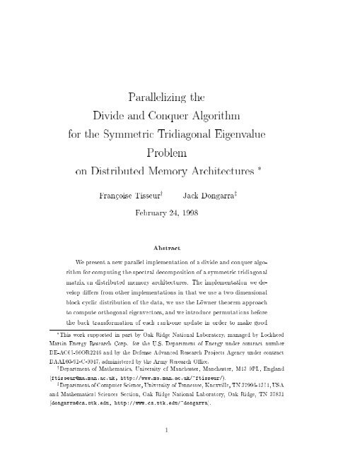 Parallelizing The Divide And Conquer Algorithm Innovative