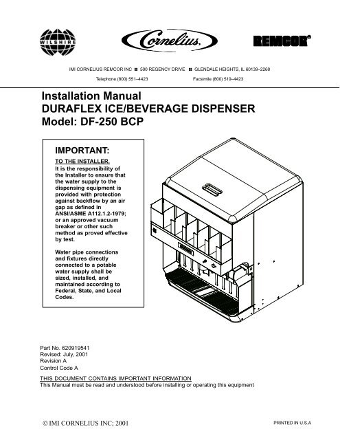 Installation Manual DURAFLEX ICE/BEVERAGE ... - IMI Cornelius