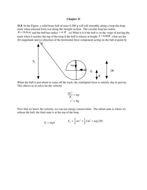 Chapter 11 11.8 In the Figure, a solid brass ball of mass 0.280 g will ...
