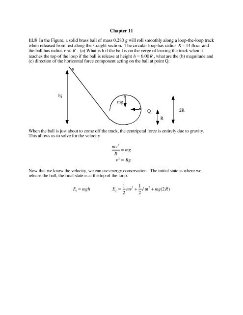 Chapter 11 11.8 In the Figure, a solid brass ball of mass 0.280 g will ...