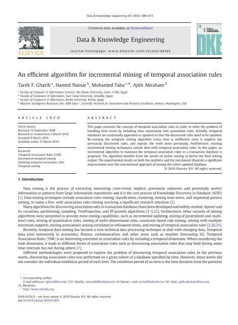 An Efficient Algorithm For Incremental Mining Of Researchgate
