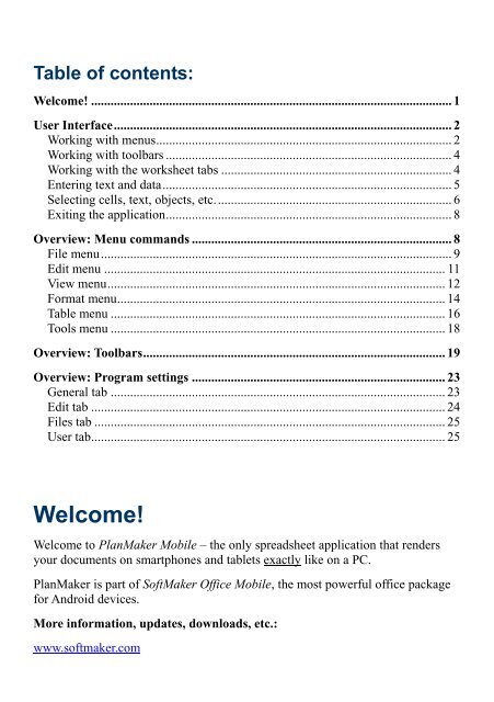 PlanMaker Mobile user manual - SoftMaker