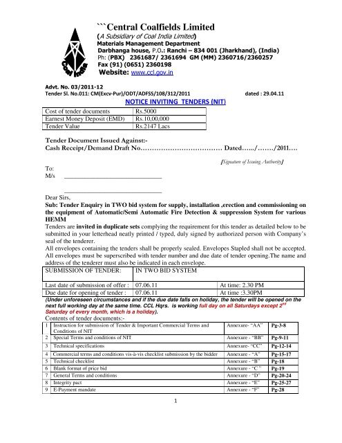 ```Central Coalfields Limited - CCL