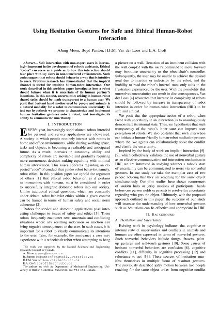 Using Hesitation Gestures for Safe and Ethical Human-Robot ...