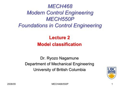 pdf (slide per page) - UBC Mechanical Engineering - University of ...
