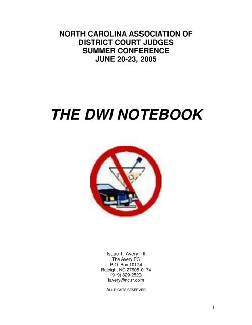 THE DWI NOTEBOOK - School of Government