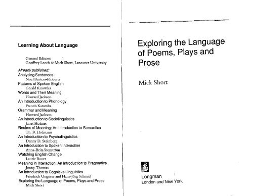 Exploring the Language of Poems, Plays and Prose - solearabiantree