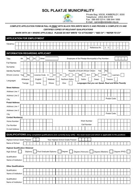 SOL PLAATJE MUNICIPALITY