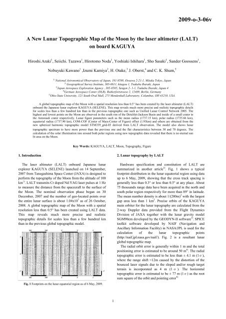 A New Lunar Topographic Map of the Moon by the laser altimeter