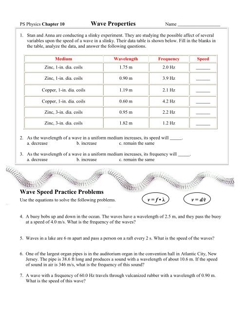 Wave Speed Equation Practice Problems Key Answers / Wave Speed Equation ... Wave Speed Equation Practice Problems Key Answers / Wave Speed Equation ...