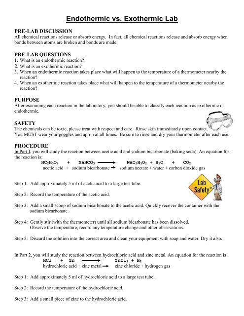Endothermic And Exothermic Reactions Worksheet
