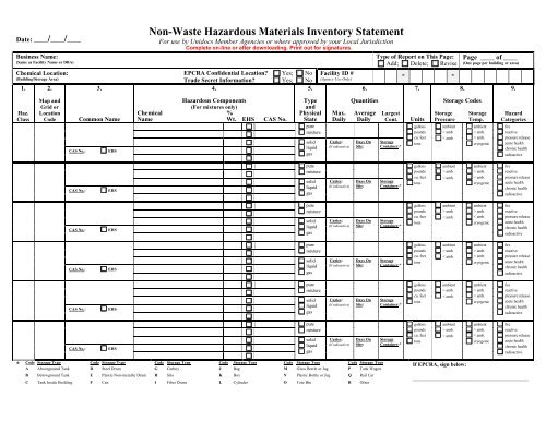 Non-Waste Hazardous Materials Inventory Statement - County of ...