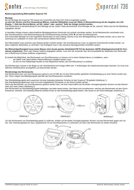 Bedienungsanleitung Supercal 739 Qp 0.6-2.5 m³/h - Sontex SA
