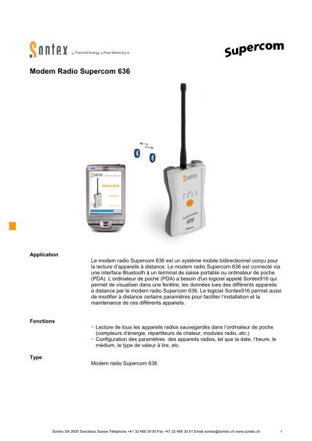 Fiche technique modem radio Supercom 636 - Sontex SA