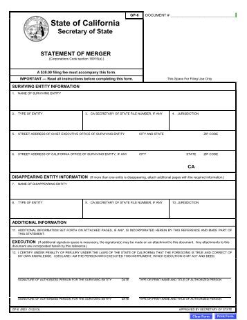 Form SI-200 N/C - California Secretary of State - State of California