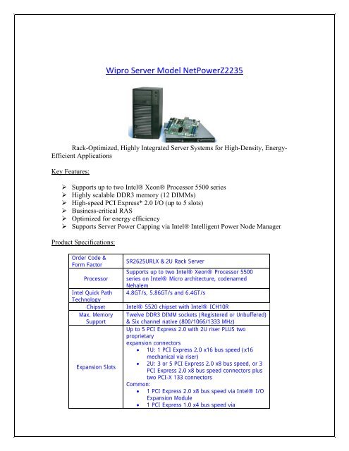 Wipro Server Model Netpowerz2235
