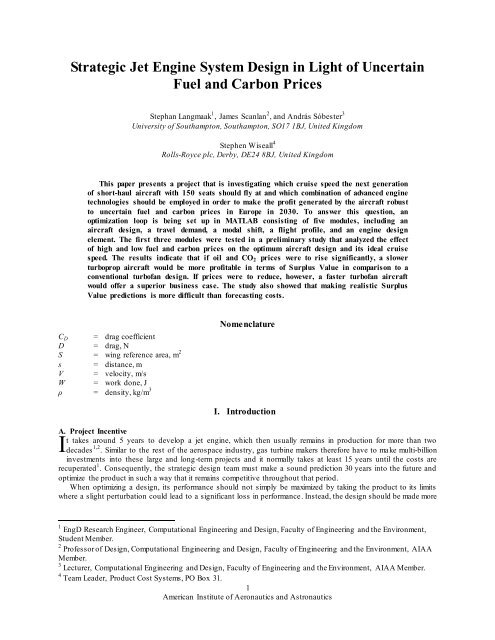 Preparation of Papers for AIAA Technical Conferences
