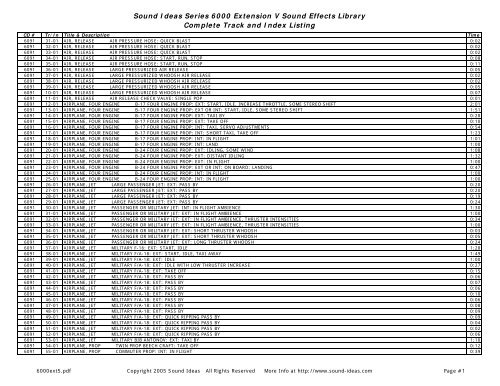 Sound Ideas Series 6000 Extension V Sound Effects Library ...