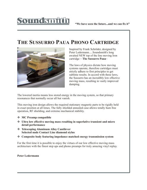 Paua Brochure and Specs (Adobe PDF) - Soundsmith