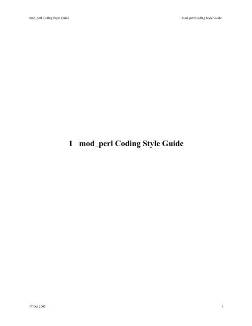Perl Coding Style Guide Source Code Formatter